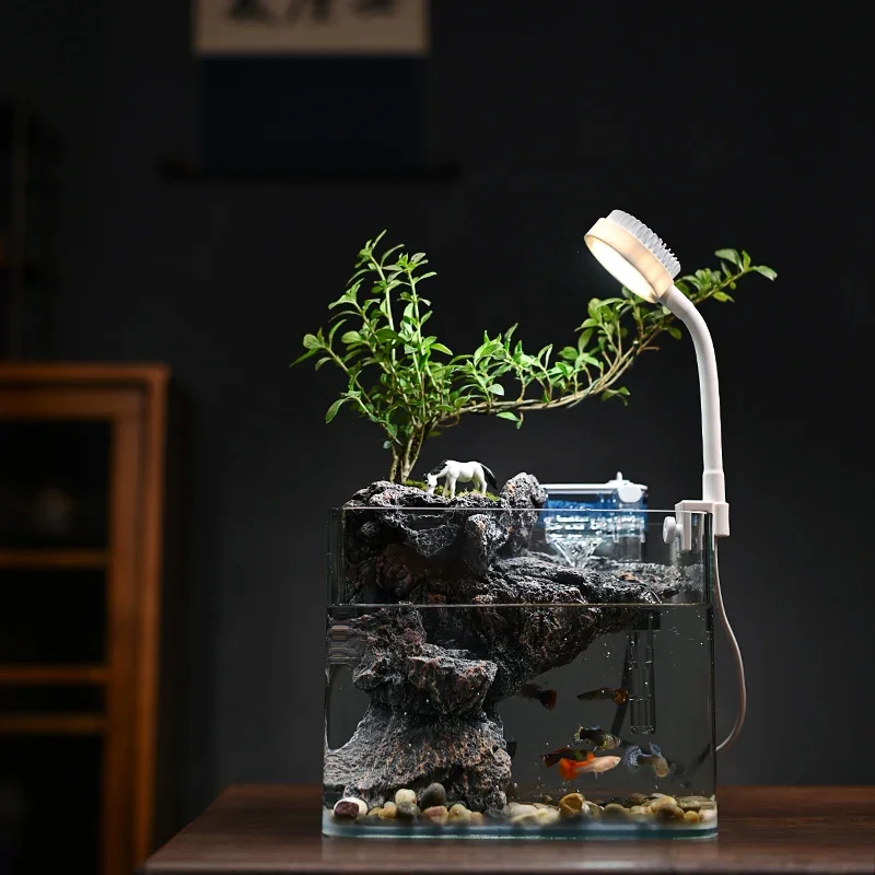 Creative-Running-Water-Green-Plant-Fish-Tank-Household-Ultra-white ...