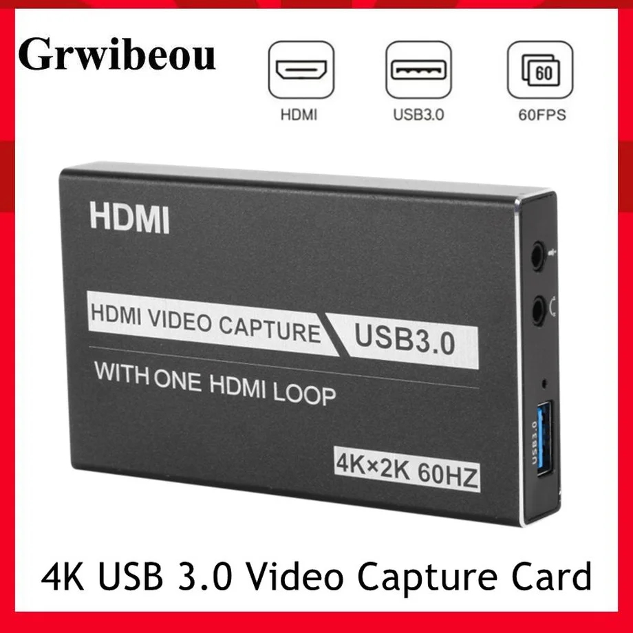 Grwibeou 4K USB 3.0 Video Capture Card HDMI-Compatible 1080P 60fps HD ...