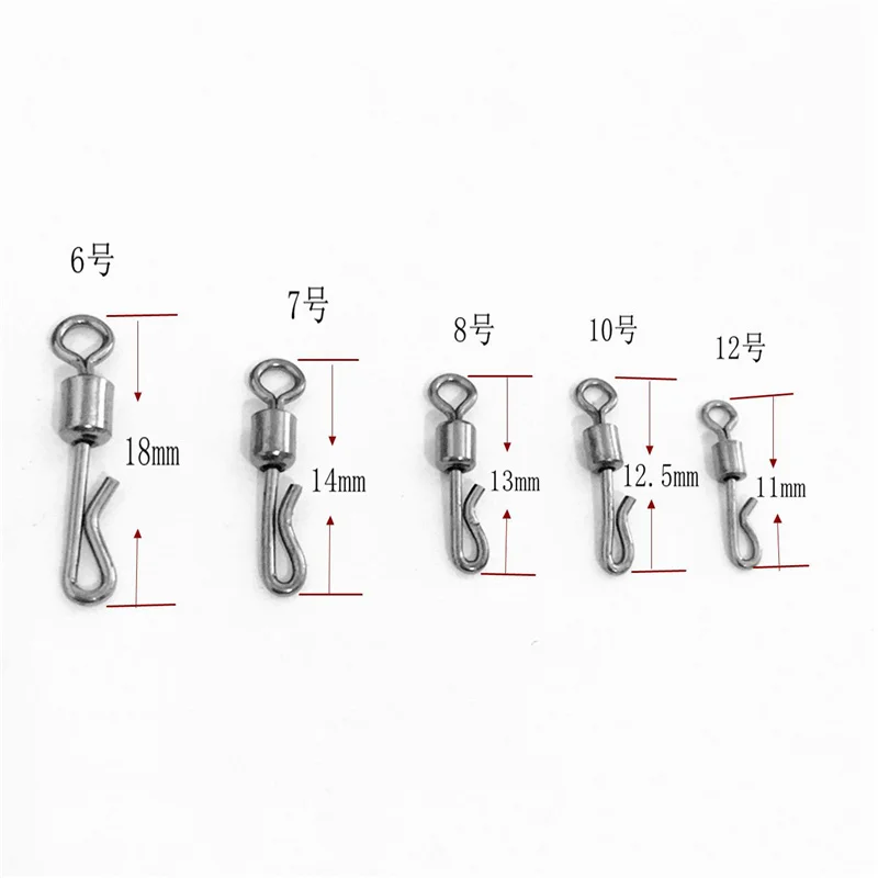 10pcs Fishing Carp Rolling Quick Change Swivels Connector Interlock Snap Size 6-12# Hook Lure ...
