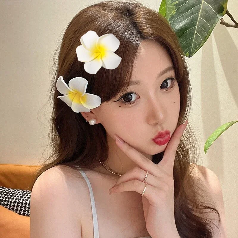 2/10PCS New Plumeria Flower Hair Clips Women Girls Lovely Egg Flower ...