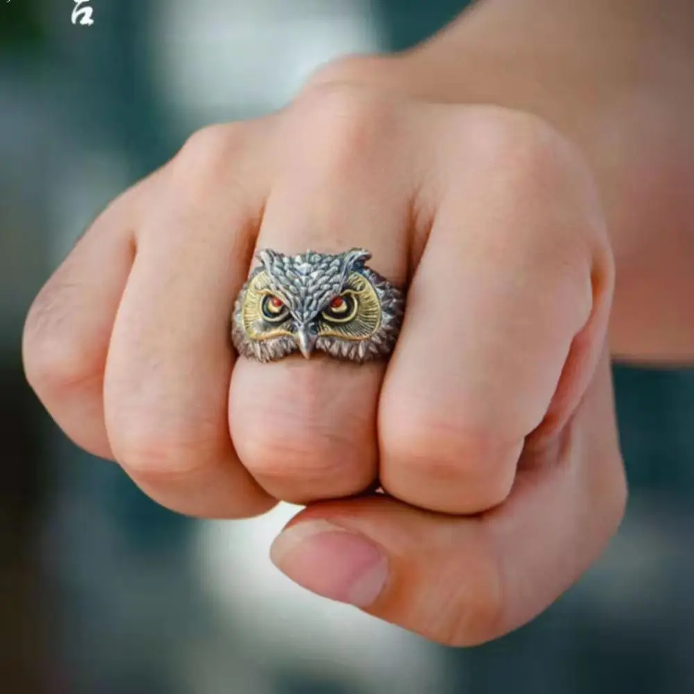 Retro-Metal-Ring-Owl-Shape-Adjustable-Open-Ring-Fashion-Personality ...