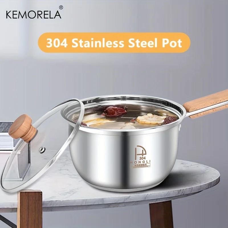 304-Stainless-Steel-Milk-Pot-With-Wooden-Anti-Scalding-Handle-Home-Soup ...