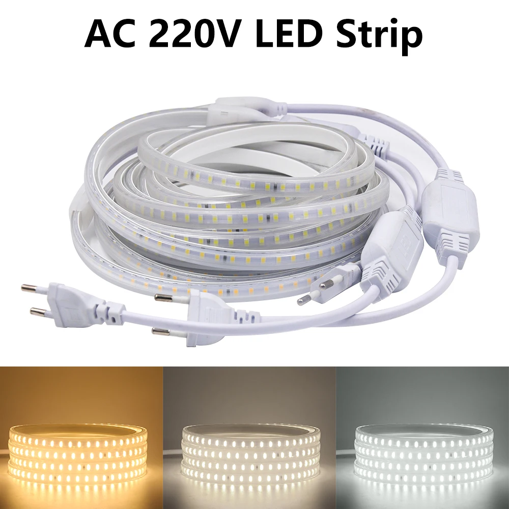 Tira-de-luces-LED-220V-2835-cinta-LED-impermeable-alto-brillo-120LEDs-m ...