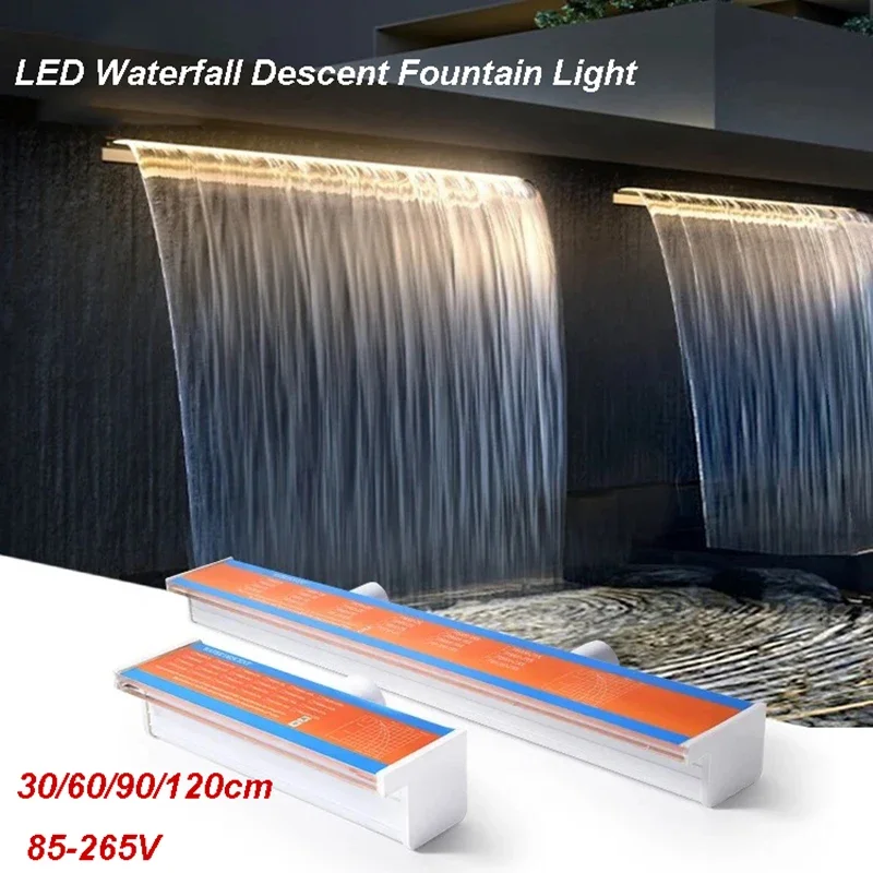 Acrylic-Pool-RGB-Waterfall-Sheer-Descent-Water-Blade-Cascade-Garden ...