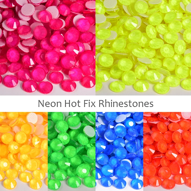 Neon Glass Rhinestones Flatback | Neon Hotfix Glass Rhinestones ...
