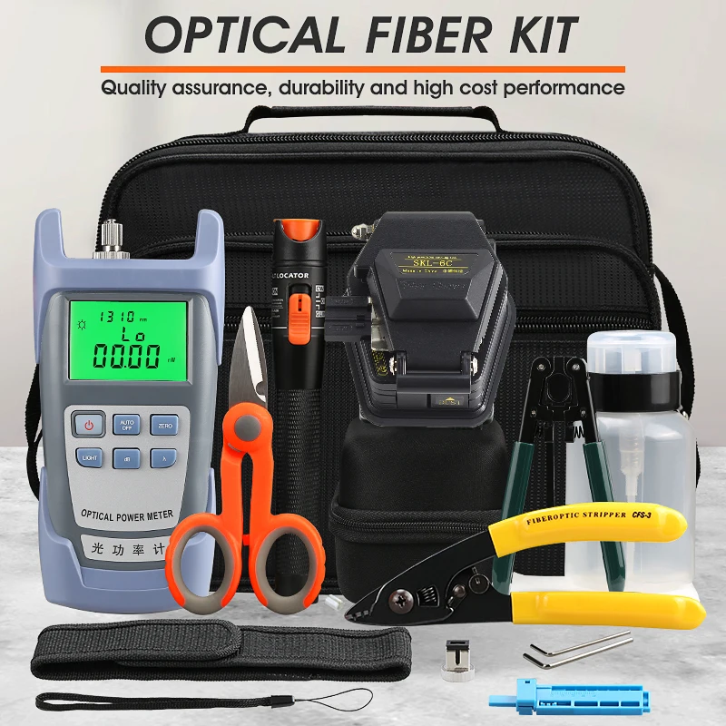 16pcs-set-Fiber-Optic-Tool-Kit-with-SKL-6C-Fiber-Cleaver-and-70-10dBm ...