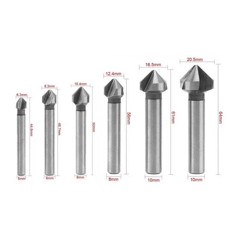 1PC 3 Flute Countersink Drill Bit 90 Degree Chamfering Tools Chamfer ...