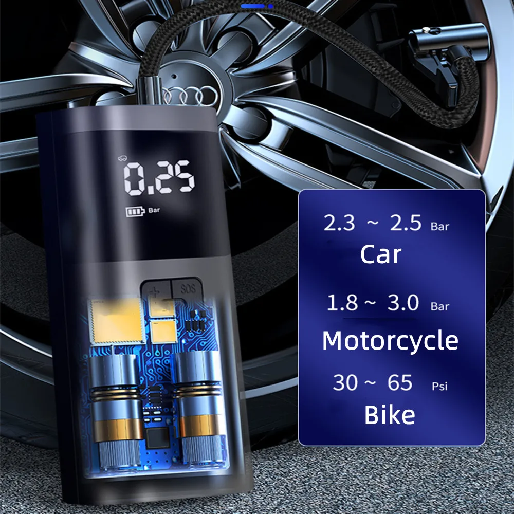 Portable Tyre Inflator + Fast Charger, Car, Motorcycle, Bicycle ball ...