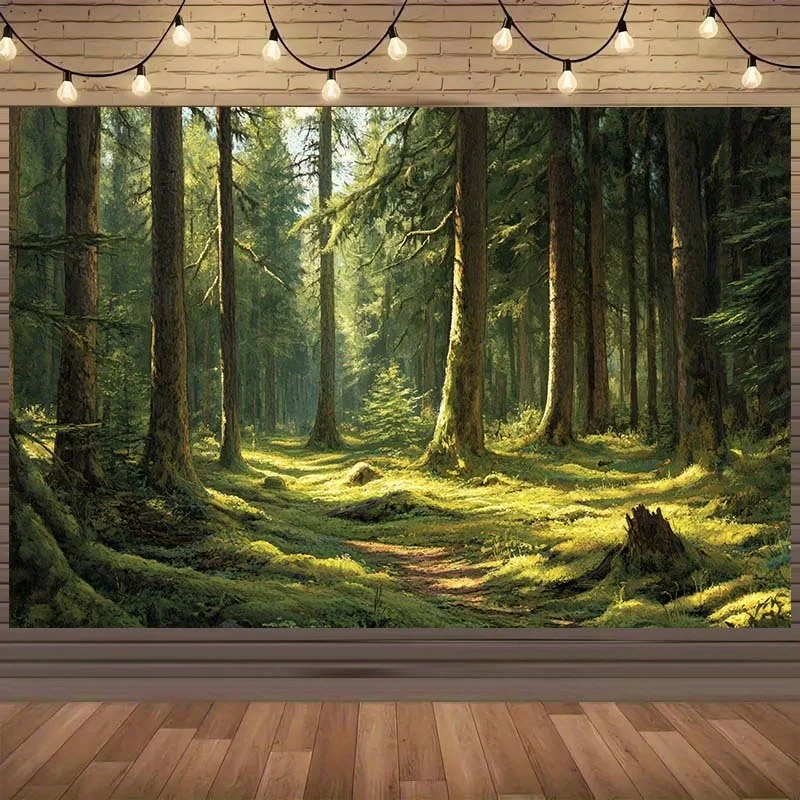 1 Natural Theme Forest Scene Background Banner - Realistic Moss Ground ...