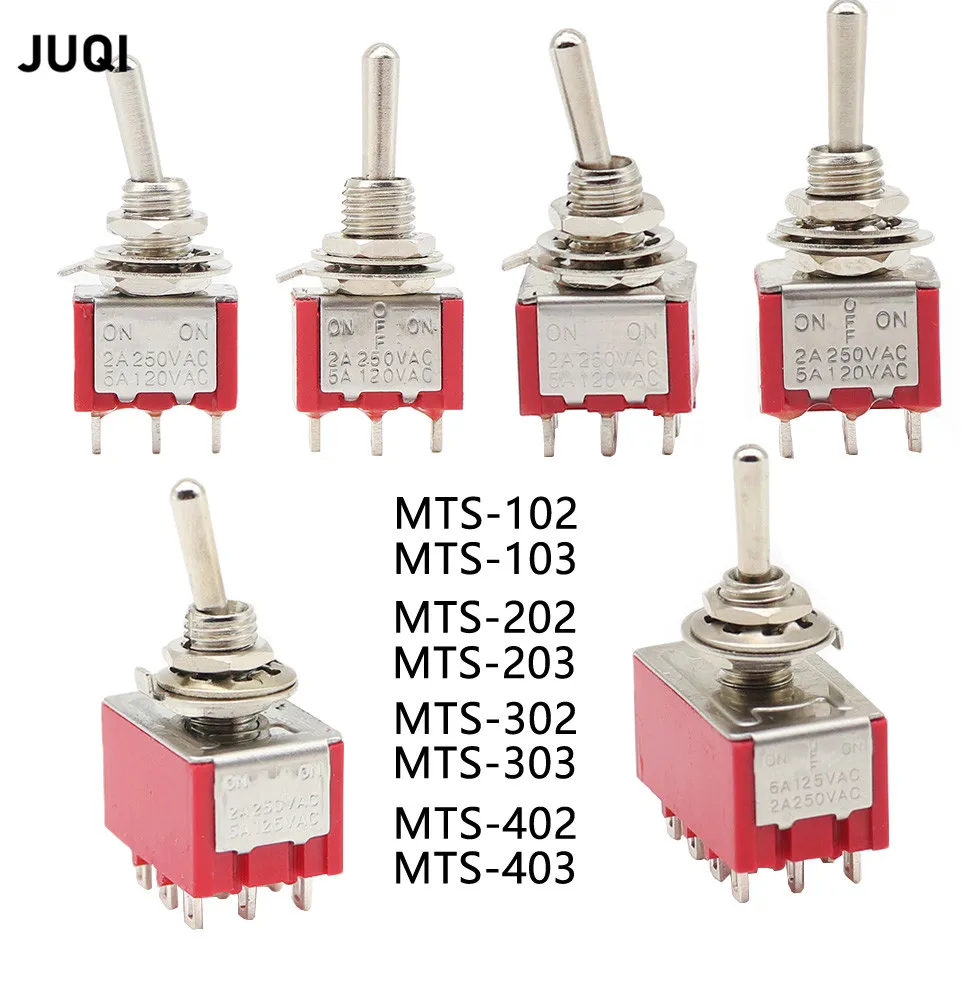 1PCS MTS-102 Red 6MM Mini 3/6/9 /12PIN Toggle Switch 2 /3 Position Self ...