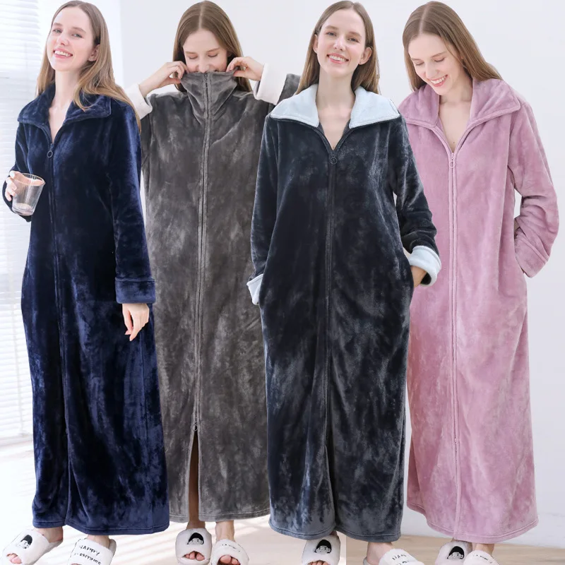 Women-Ultra-Long-Plus-Size-Thick-Warm-Bathrobe-Lovers-Winter-Thermal ...