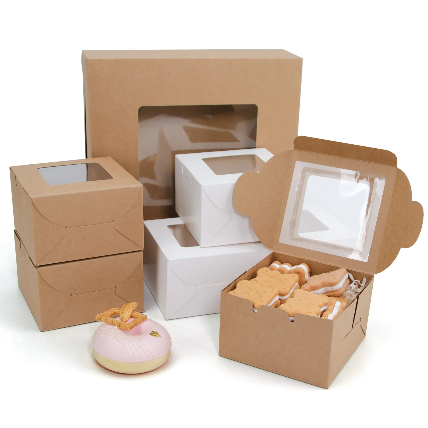 Visual-window-pastry-box-baked-goods-dessert-box-kraft-paper-gift-box ...