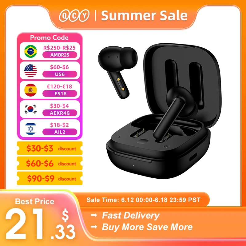 [SAR200-SAR25 Promo Code:SAR25]QCY T13 ANC سماعات لاسلكية TWS سماعات ...