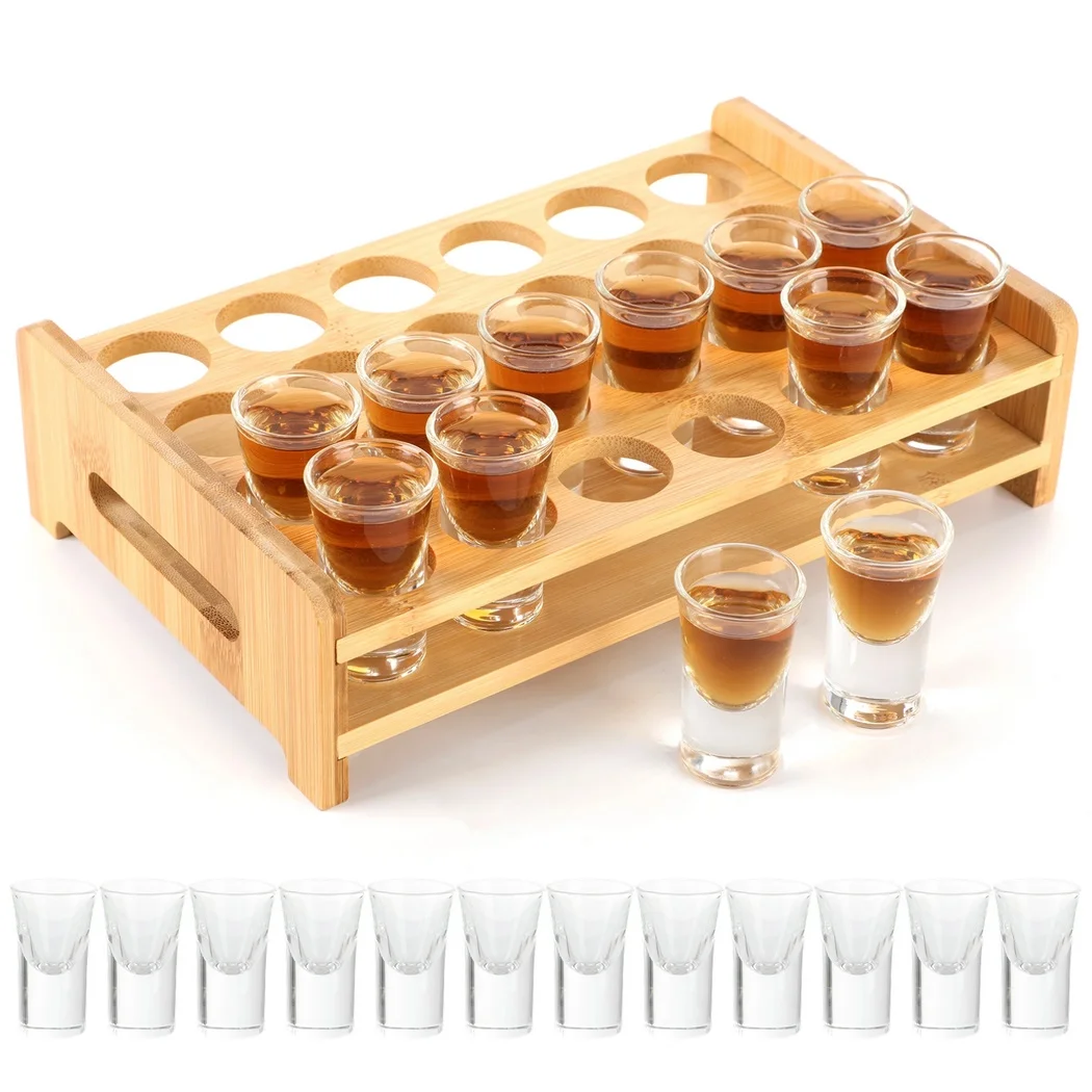 Shot-Glass-Holder-Set-With-24-Clear-Shot-Glasses-0-4-Oz-Mini-Round-Shot ...