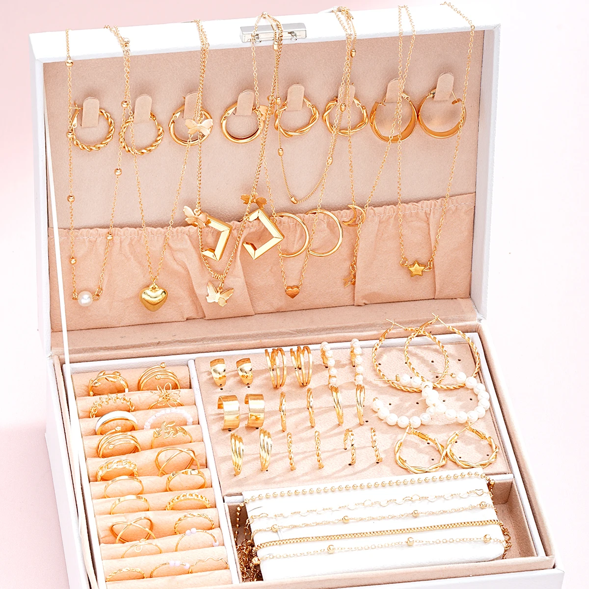 51-Pcs-Elegant-Boho-Metal-Earrings-Ring-Necklace-Bracelet-Jewelry-Set-Ankles-For-Women-Parties ...