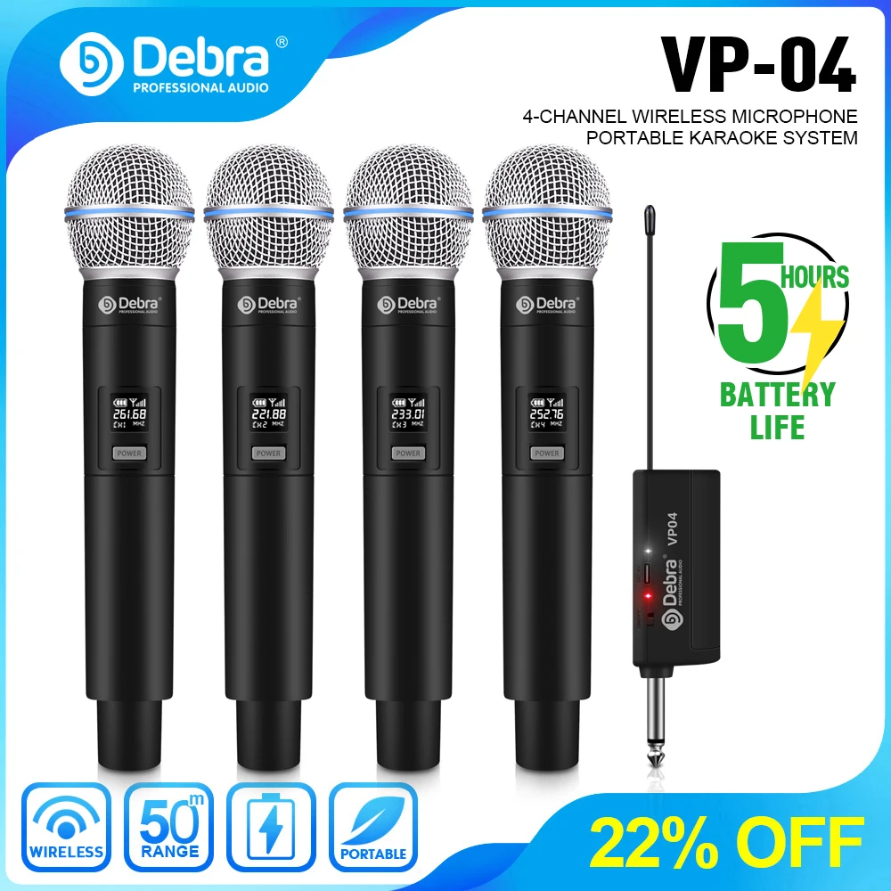 Debra-4-Channel-Portable-Wireless-Microphone-System-Built-in-Lithium ...