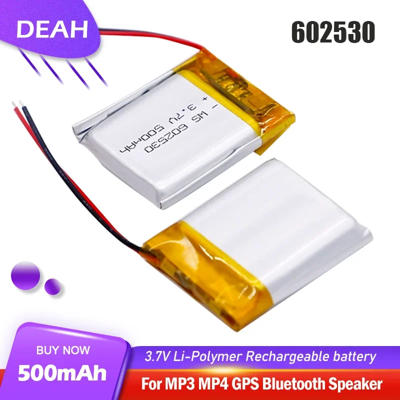602530-3-7V-500mAh-Lithium-Polyer-Rechargeable-Battery-For-MP3-MP4-MP5 ...
