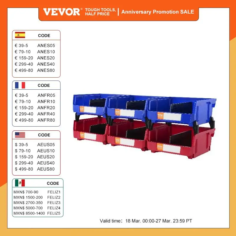 VEVOR-6-12-24pcs-Garage-Storage-Bin-Hanging-Stackable-Wall-Mounted ...