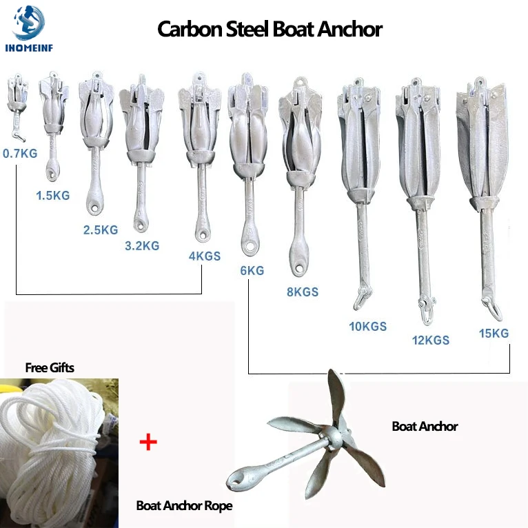 Carbon-Steel-Boat-Anchor-with-Rope-Non-Rusting-Hot-dip-Galvanized ...