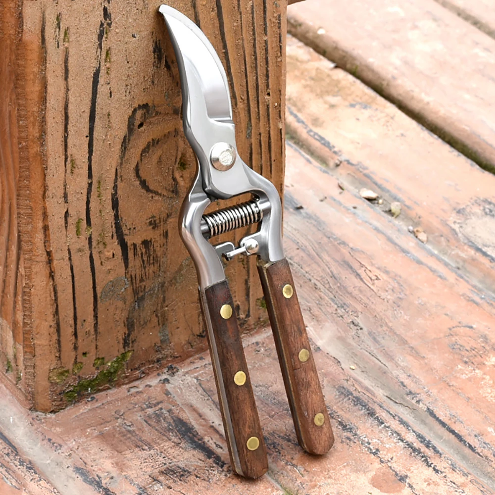 Stainless Steel Pruning Shears Wooden Handle Pruning Floral Garden Tree ...