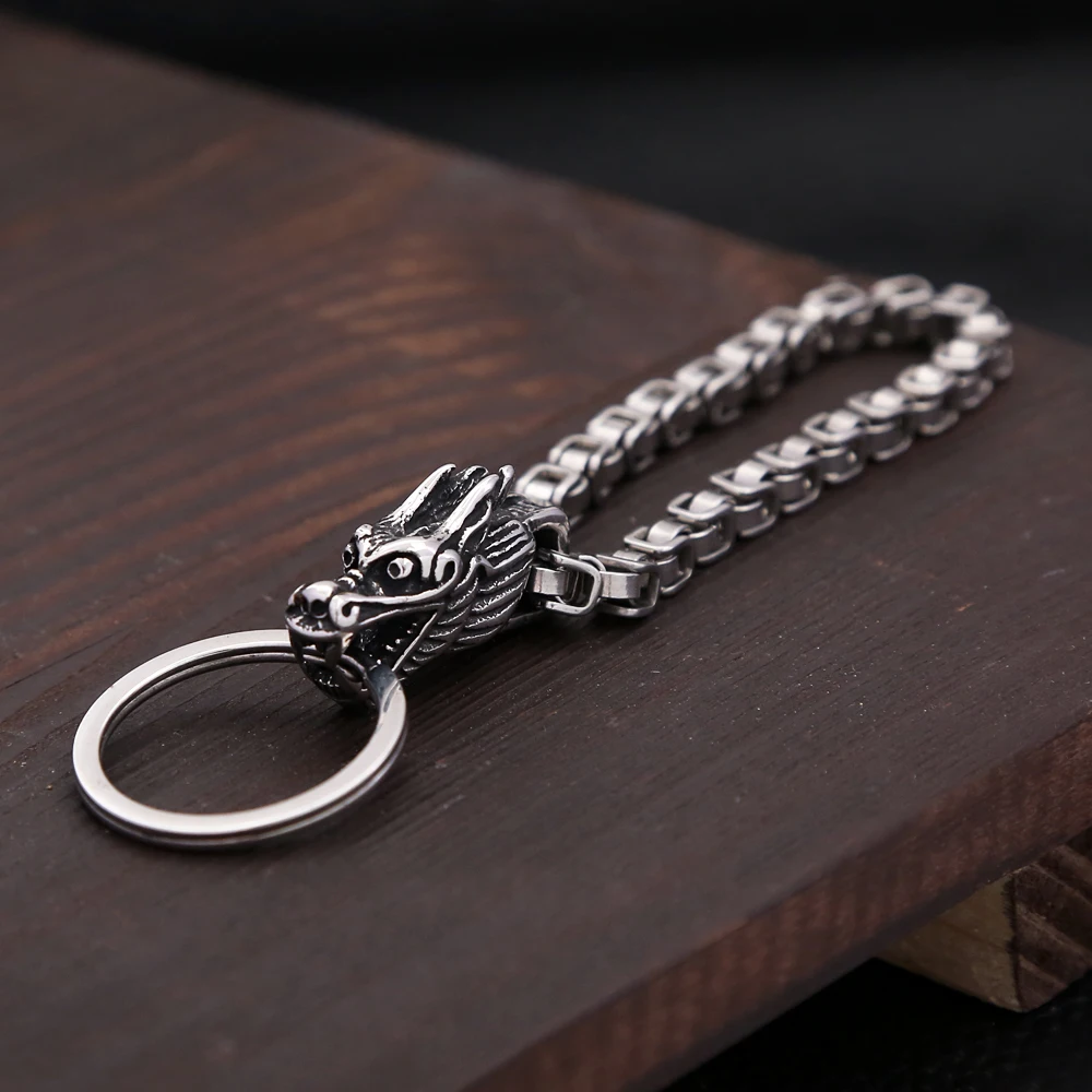 Creative-Fashion-Dragon-Head-Keychain-Pendant-For-Men-Stainless-Steel ...