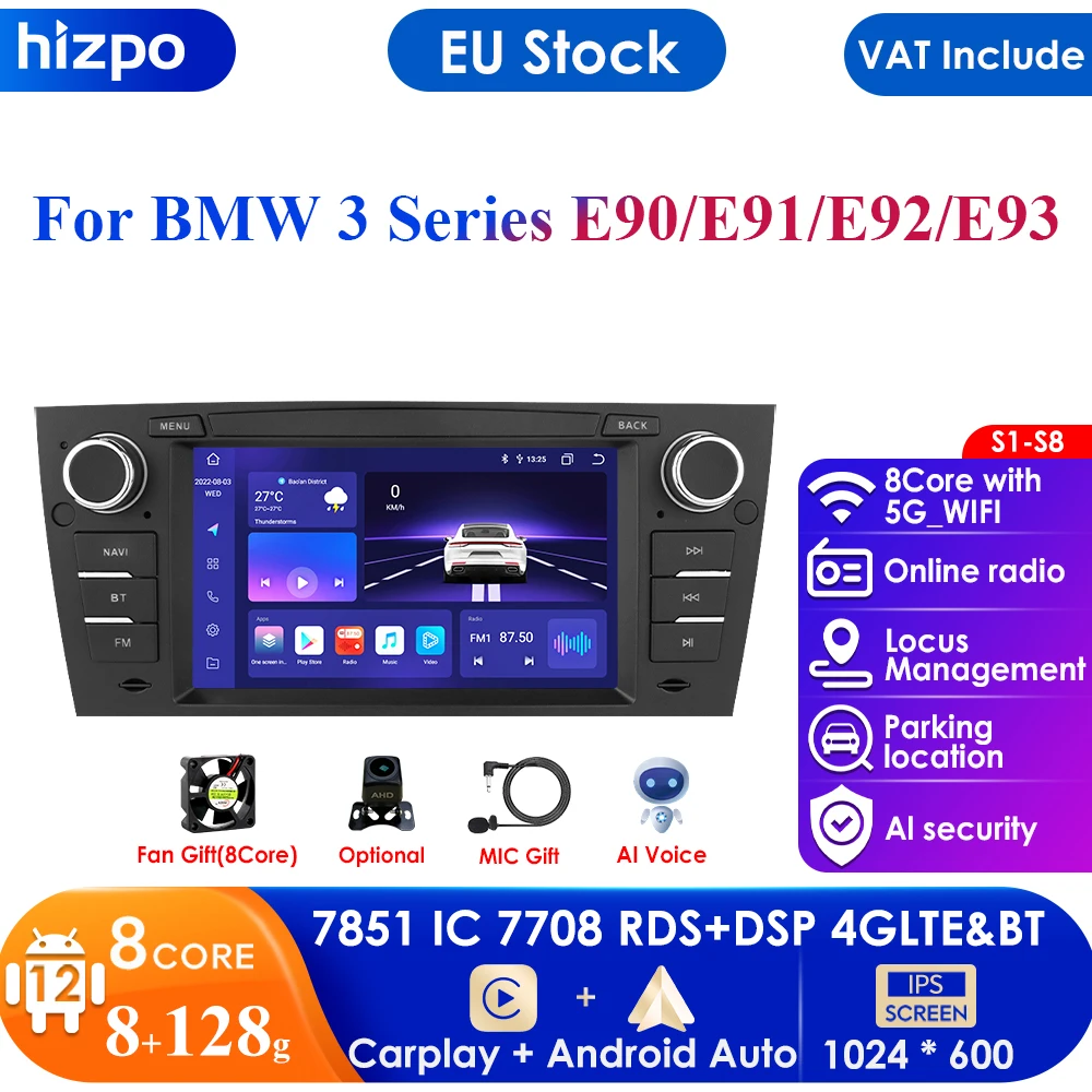 8g 128gb ai Sprach navigation Audio für BMW 3er E90 E91 E92 E93 Autoradio 2 Din Android Auto ...