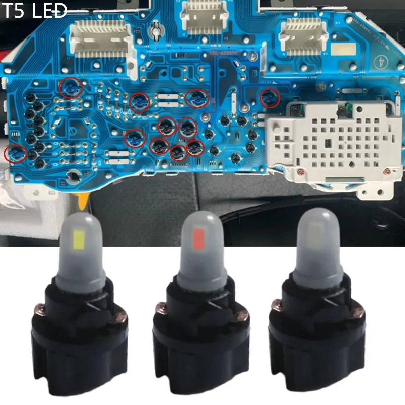 10 pces t5 t6.5 w1.2w carro lâmpada led canbus painel de instrumentos lighting12v 3000k 6000k ...