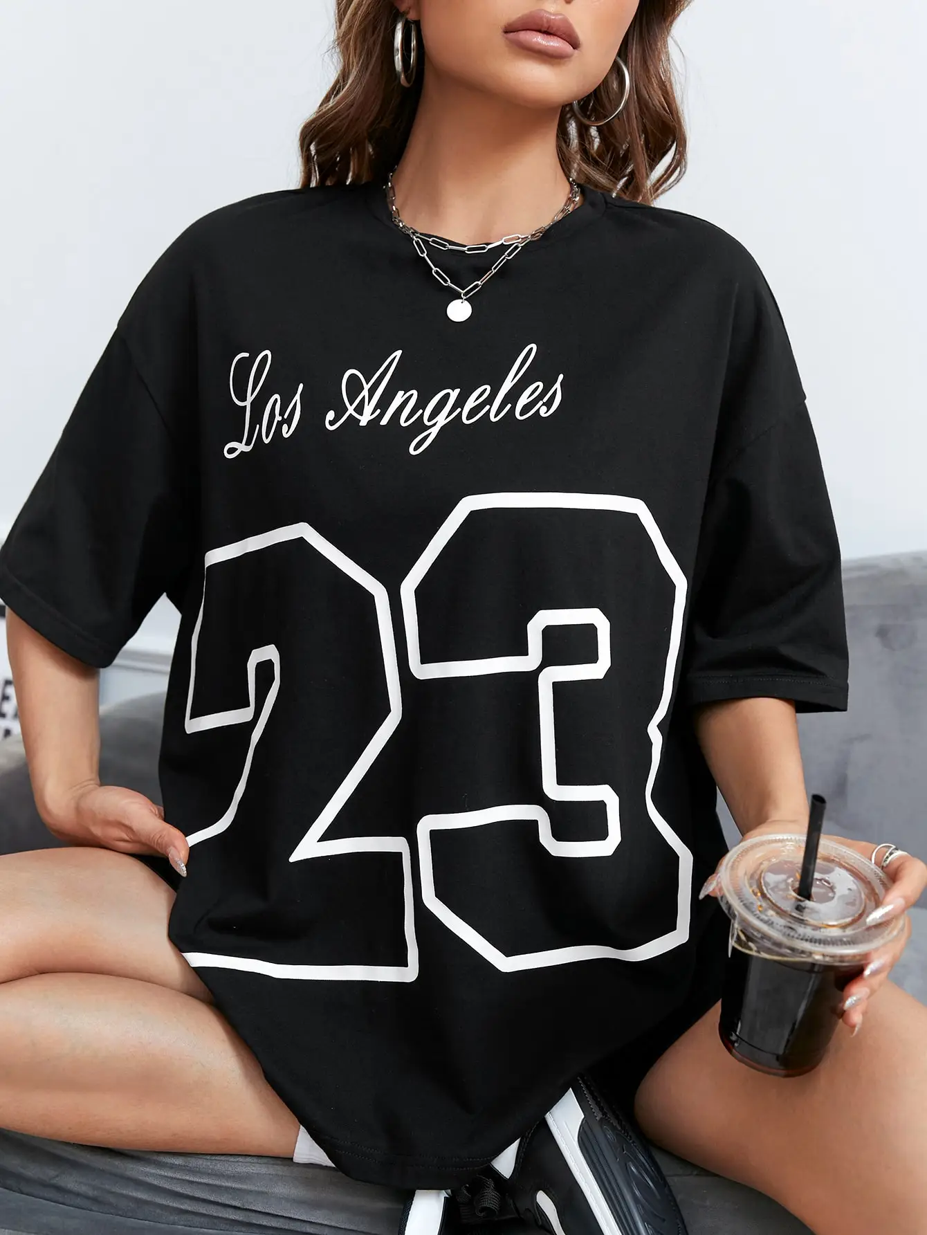 Camiseta-de-algod-n-con-estampado-de-Los-Angeles-23-ropa-holgada ...