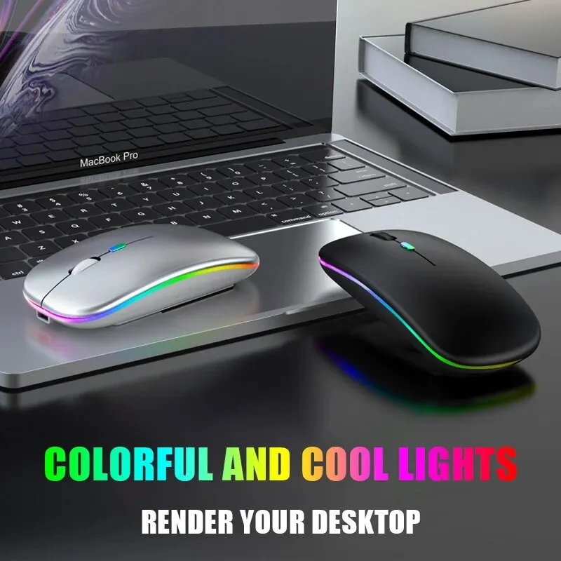 Mouse ergonômico sem fio para jogos, Rato recarregável RGB, LED retroiluminado, Ajuste para ...