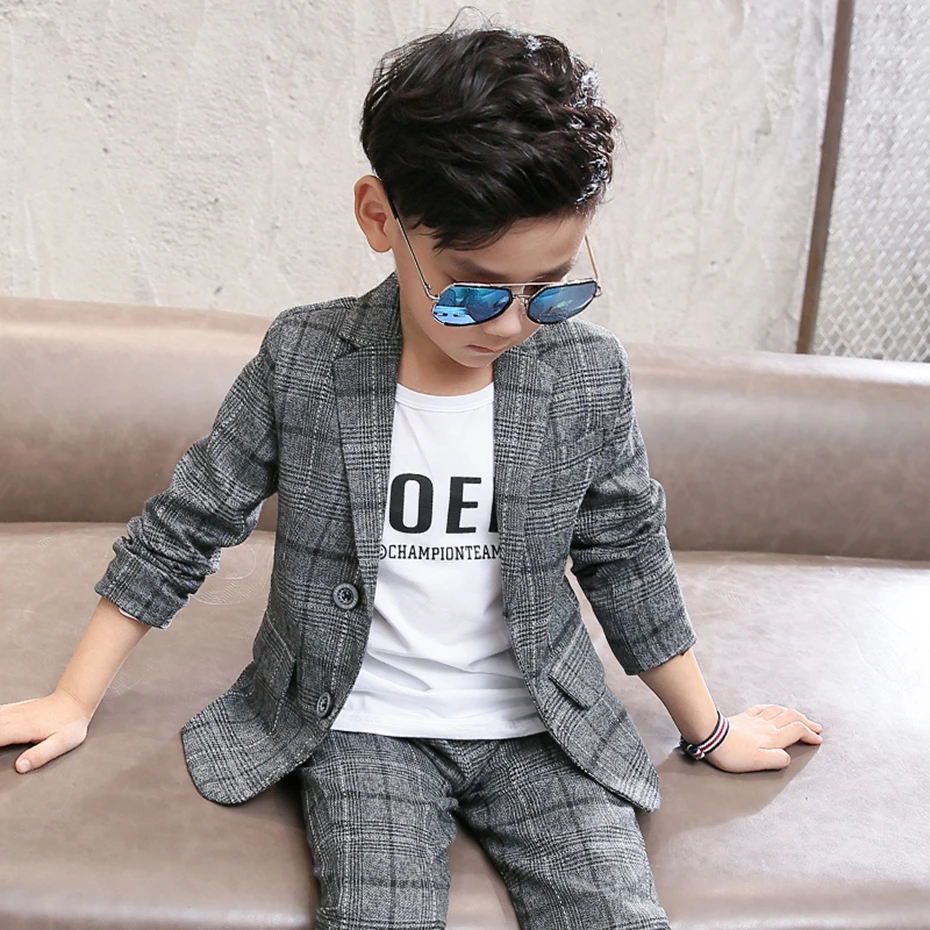 Boy-Suit-Set-Plaid-Pattern-Clothes-For-Boys-Jacket-Pants-Kids-Clothes ...