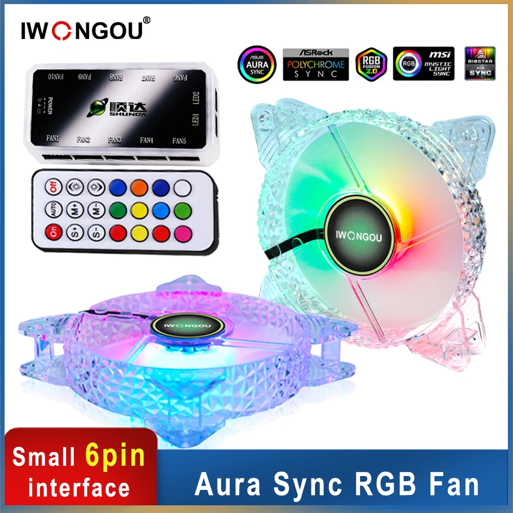 Fan-Rgb-120mm-Cooling-Cooler-6PIN-Led-12cm-kit-6-Fans-12V-DC-ARGB ...