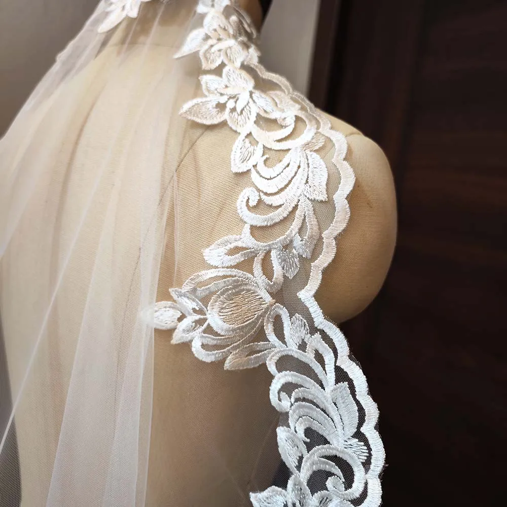 High-Quality-Mantilla-Style-Wedding-Veil-Vintage-Lace-Trim-Bridal-Veils ...