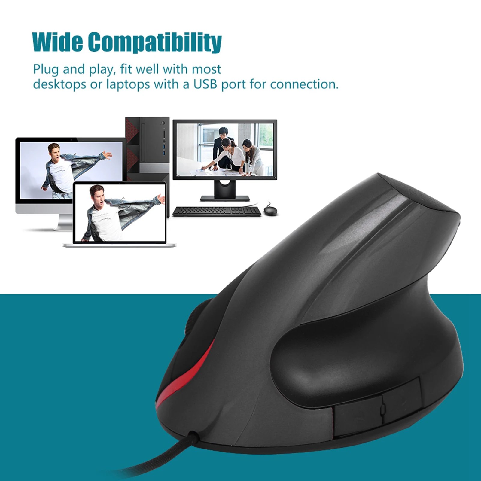 1600DPI-USB-Vertical-Wired-Mouse-Ergonomic-Design-Wrist-Rest-Gaming ...