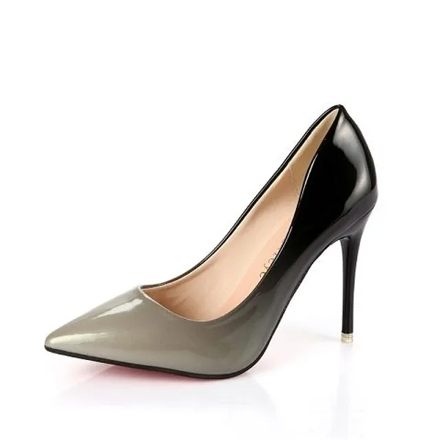 Gradient Color Pointed Toe Shallow 10CM High Heels Pumps Women ...
