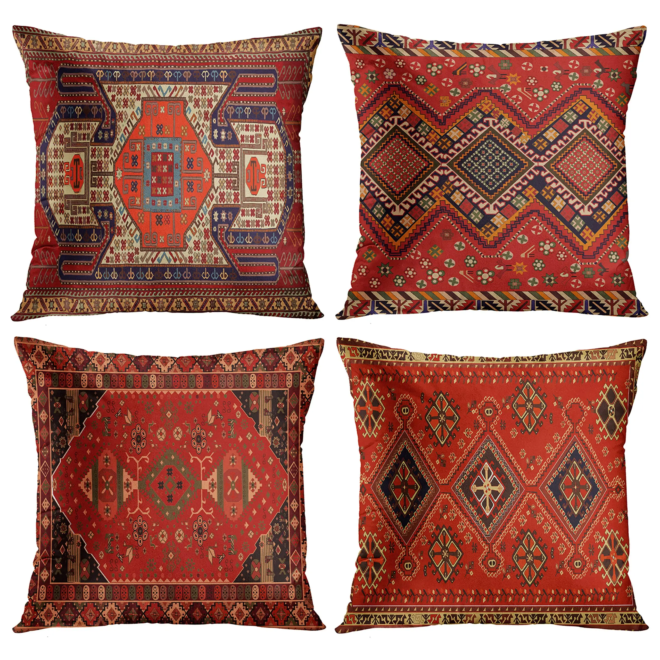 Red-Moroccan-ethnic-style-short-plush-pillowcase-sofa-cushion-cover ...