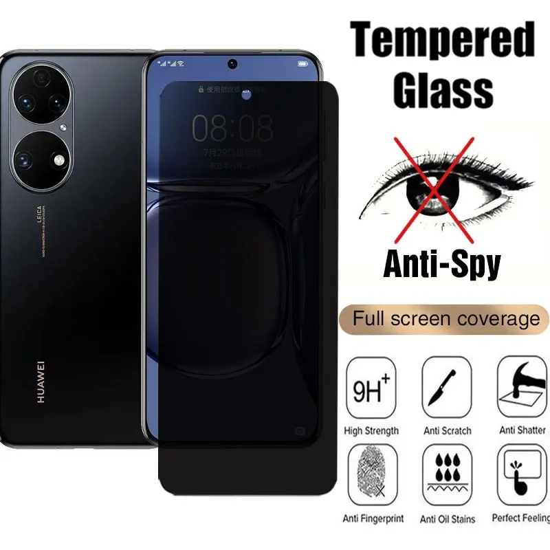Anti Spy Tempered Glass for Huawei P50 P40 P30 P20 Lite E Pro P Smart Z Y9A Y9S Y9 Prime 2019 ...