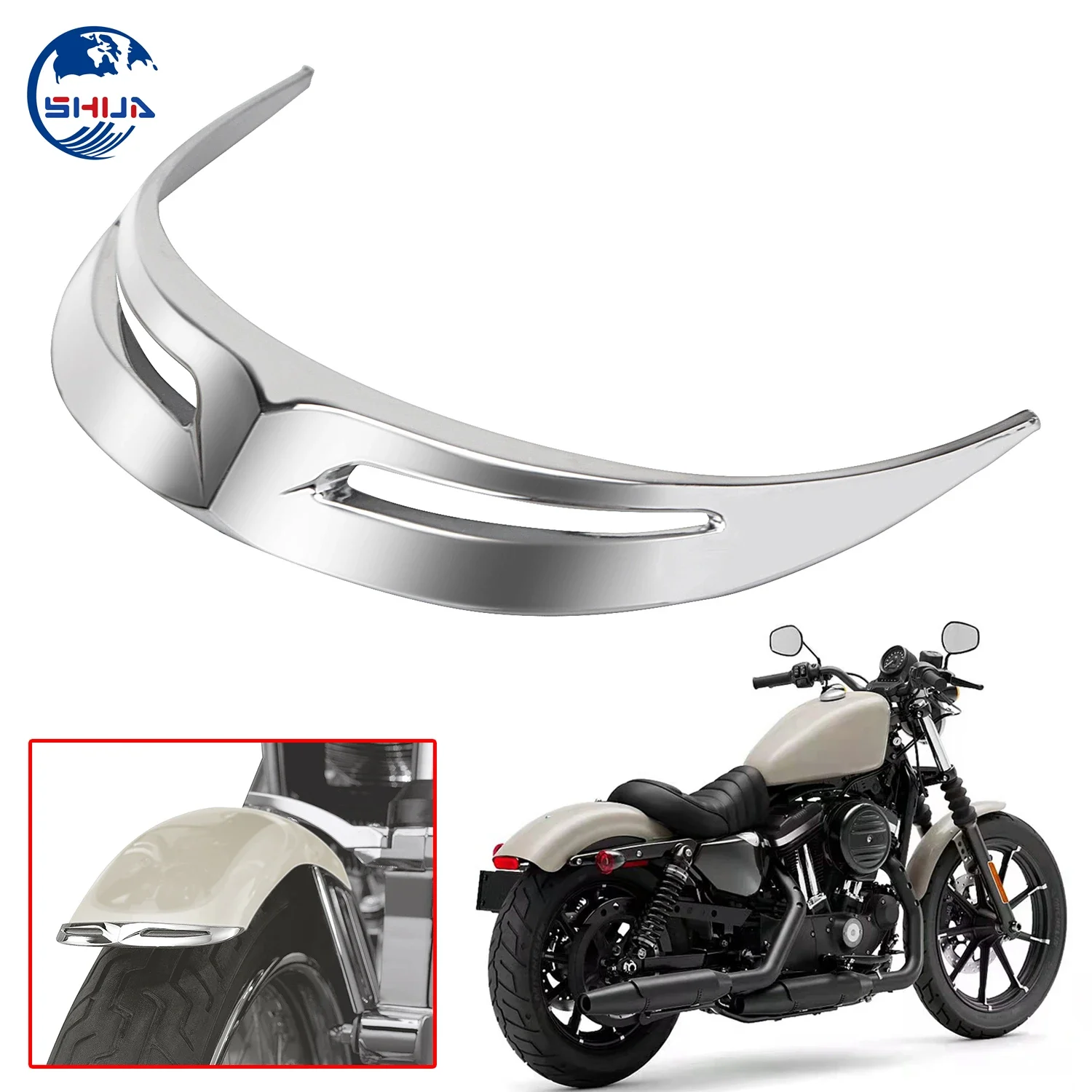 Chrome-Front-Fender-Tip-Trim-For-Harley-Dyna-Wide-Super-Glide-Low-Rider ...