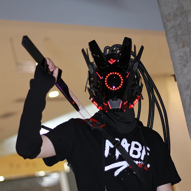 Game Cyberpunk Pipe Dreadlocks Mask Cosplay Costume - AllCosplay.com