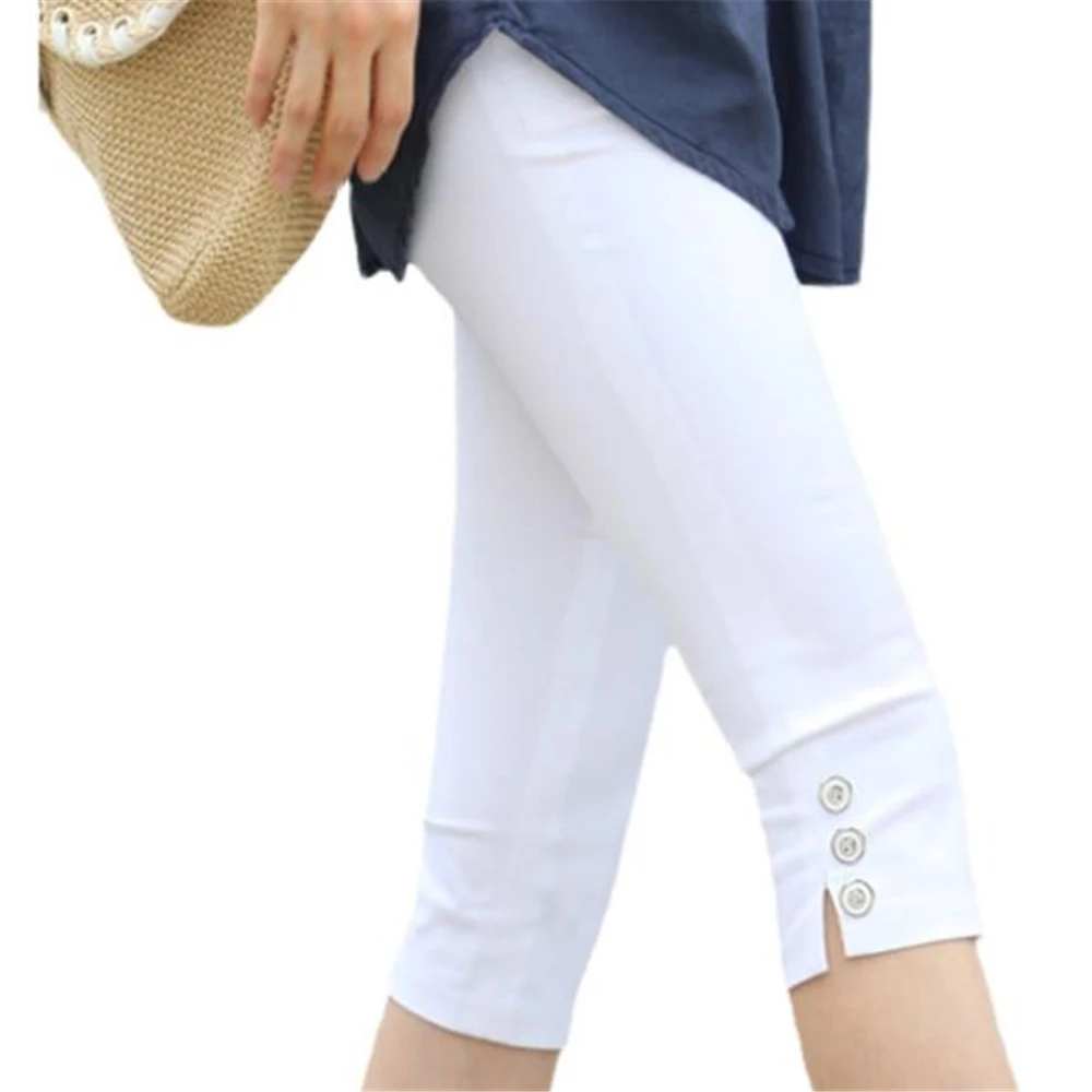 Hot-Sale-Elasticity-Breeches-Summer-Capris-Knee-Length-Pants-Women-Thin ...