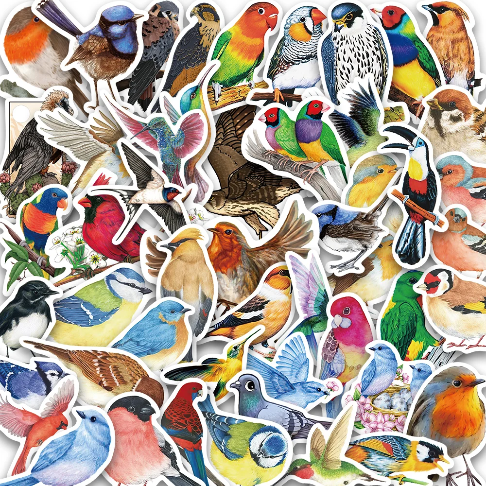 50PCS Bird Stickers Nostalgia Cartoon Laptop Luggage For Phone Phone ...