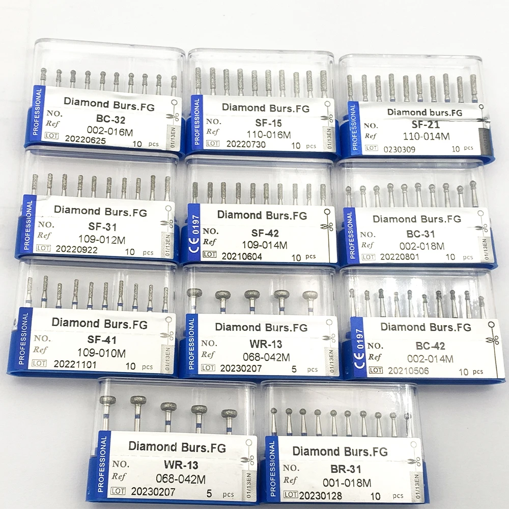 10 Pcs/box Dental Diamond Bur Multiple Models Optional Fit For Dental ...
