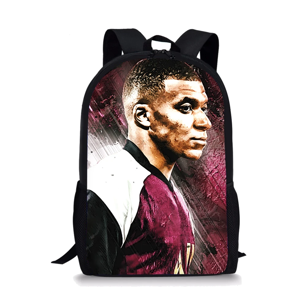 Football-star-Kylian Mbappé School Bags For Boys Girls 3D Print School ...