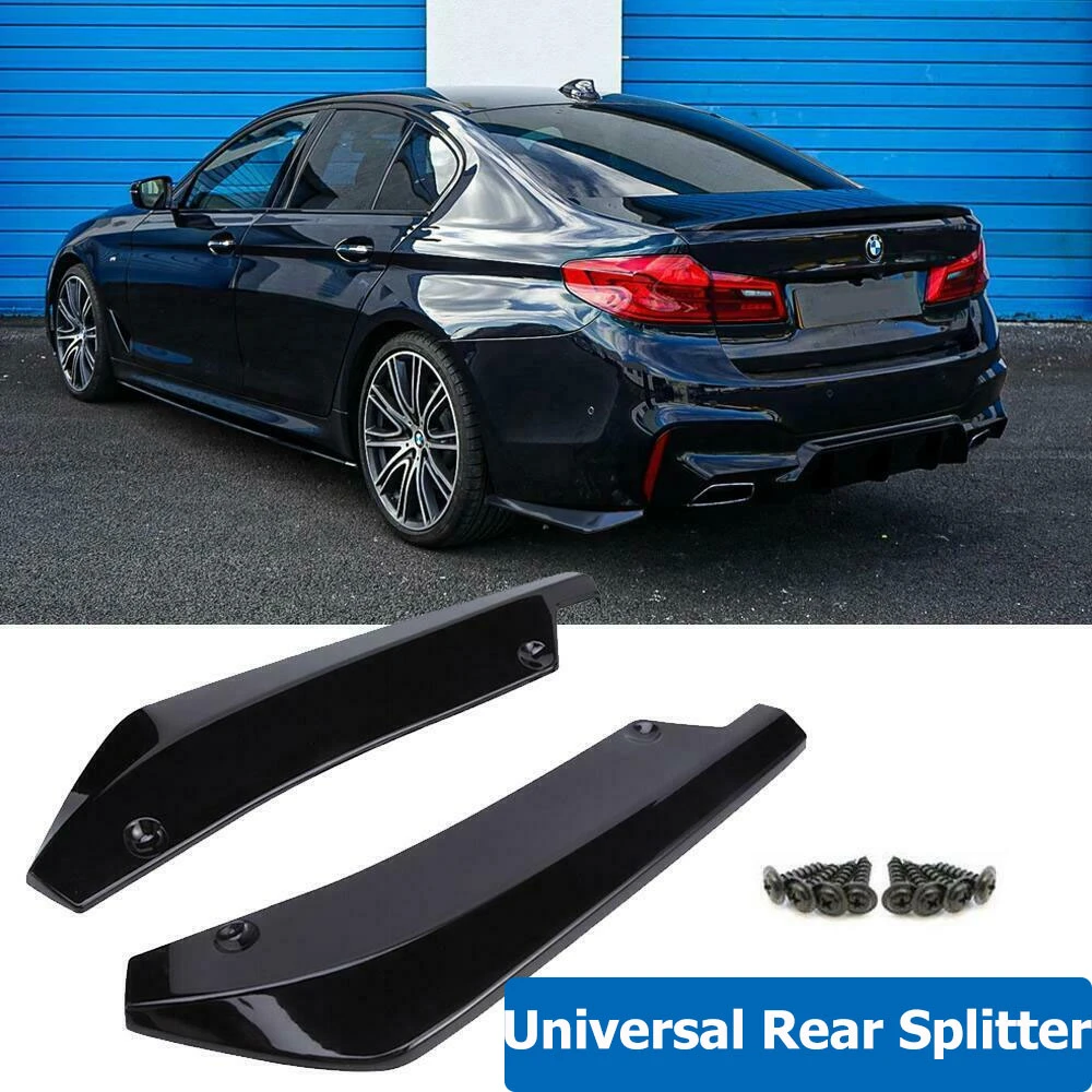 2pcs Glossy Black Rear Bumper Diffuser Splitter Cover Side Canards Lips ...