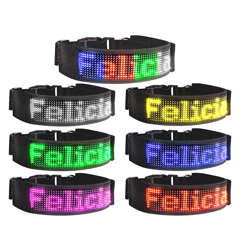 Adjustable Free Size Luminous LED Pet Collar Waterproof USB LED Light ...