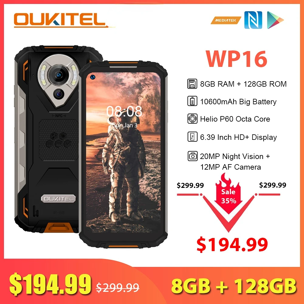 OUKITEL-WP16-8GB-128GB-10600mAh-Battery-4G-Smartphone-Octa-Core-Mobile ...
