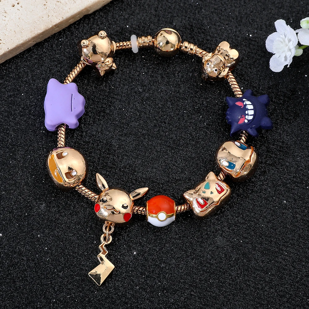 Gold-Color-Pokemon-Creative-Beads-DIY-Bracelets-for-Women-Girls-Pikachu ...
