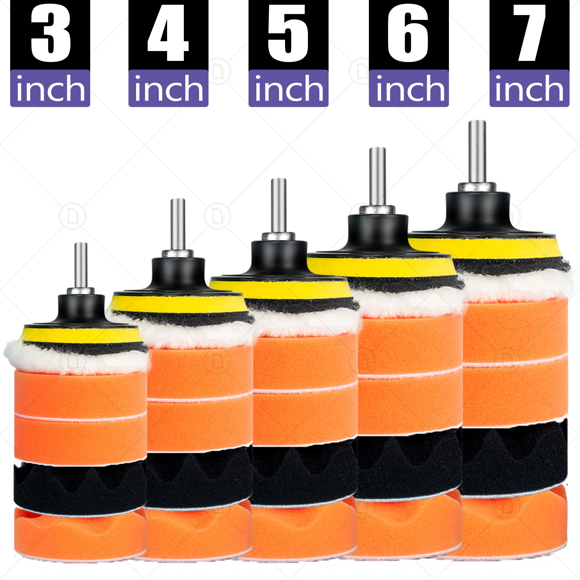 3-4-5-6-7-Inch-Car-Polishing-Buffing-Sponge-Pads-Kit-Wool-Bonnet-Pads ...