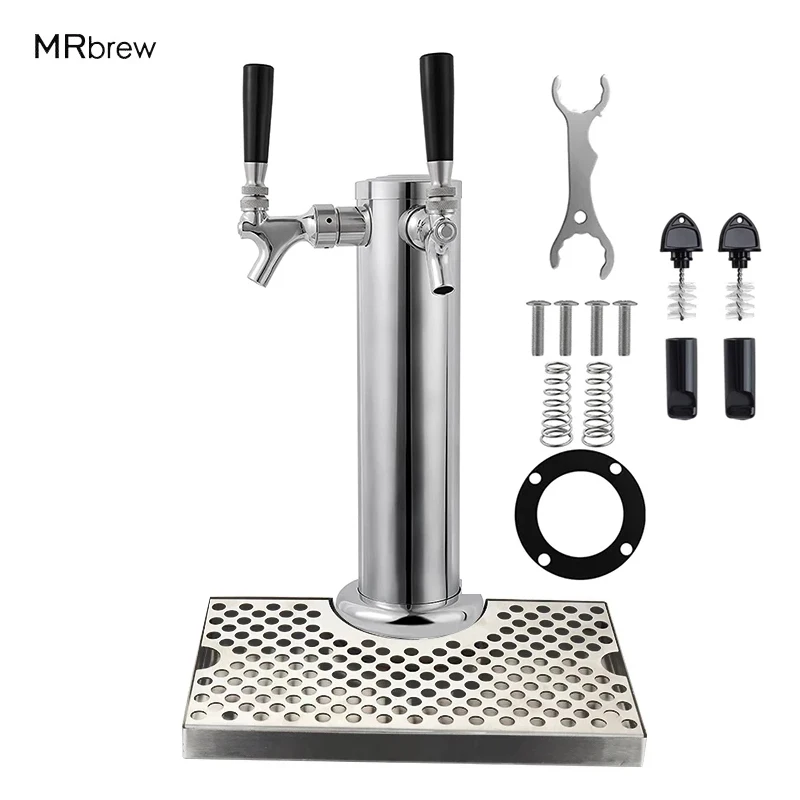 Stainless-Steel-Beer-Drip-Tray-Double-Tap-Beer-Tower-Beer-Wine-Soda ...