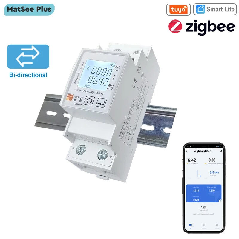 Tuya-Smart-ZigBee-Energy-Meter-Bidirectional-Single-Phase-80A-Din-Rail ...