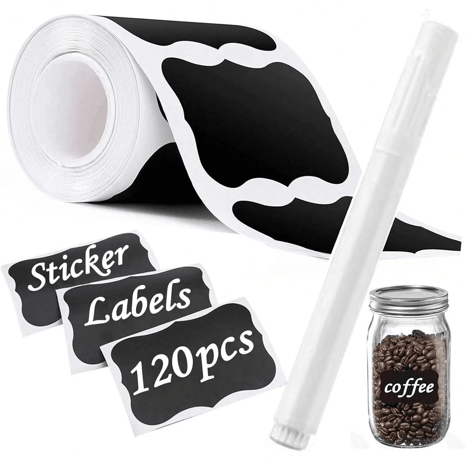 120Pcs/Roll Removable Blackboard Stickers With Erasable Pen Waterproof ...